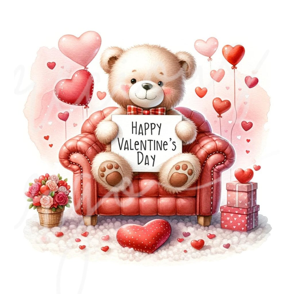 Valentines Day Cute Bear, PNG File, Instant Download, Printable ...