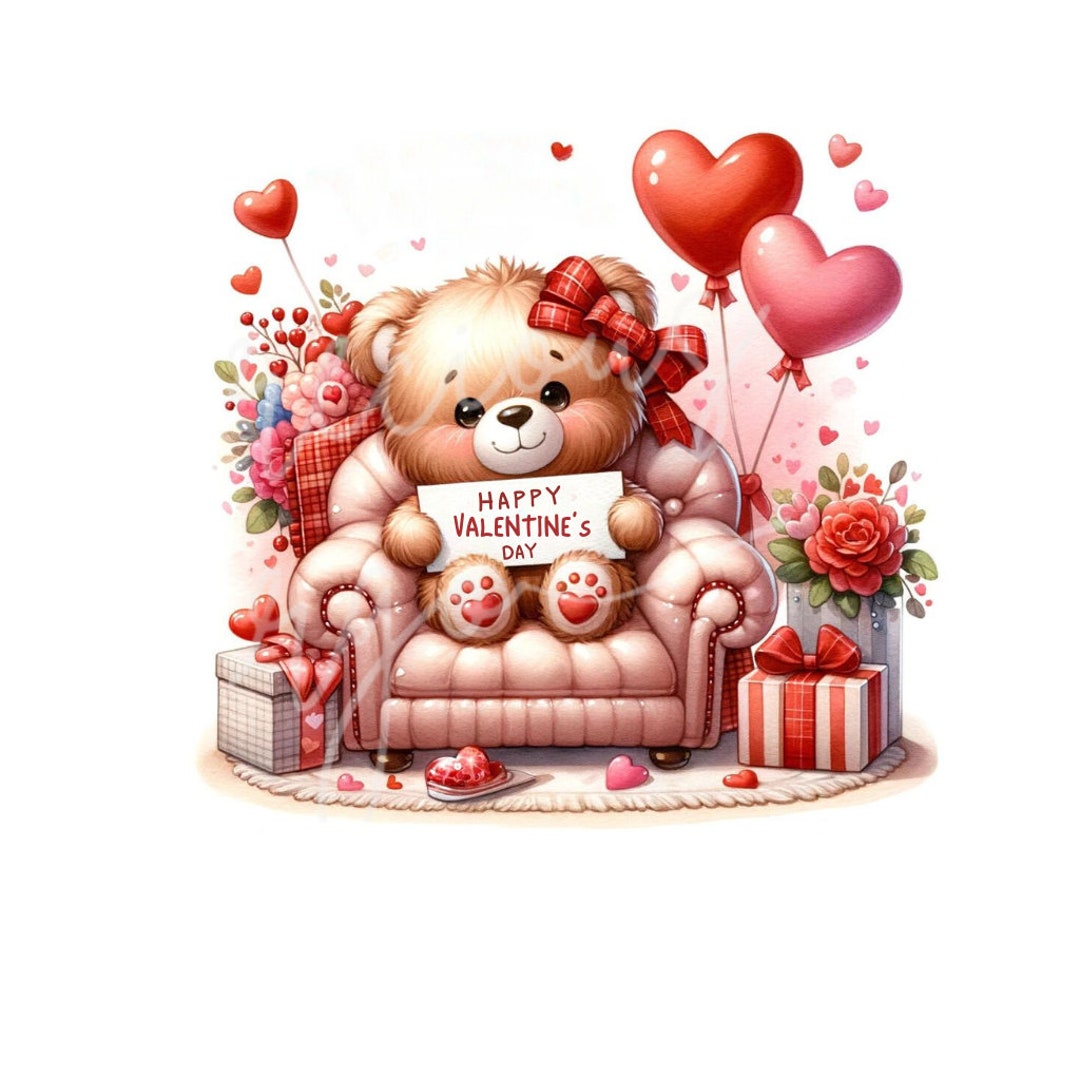 Valentines Day Love Bear, PNG File, Instant Download, Printable ...