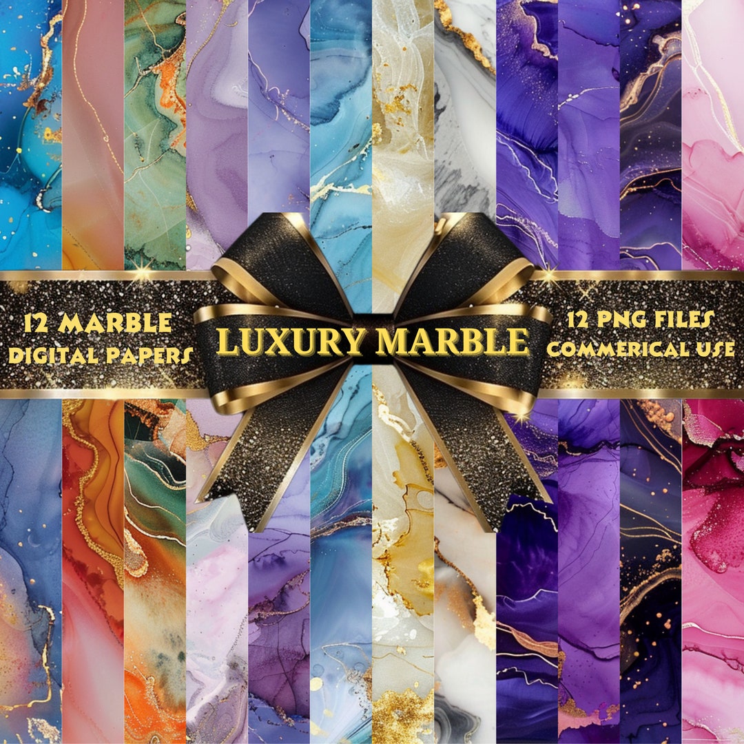Luxury Seamless Marble Digital Papers - High-quality, Printable Marble ...