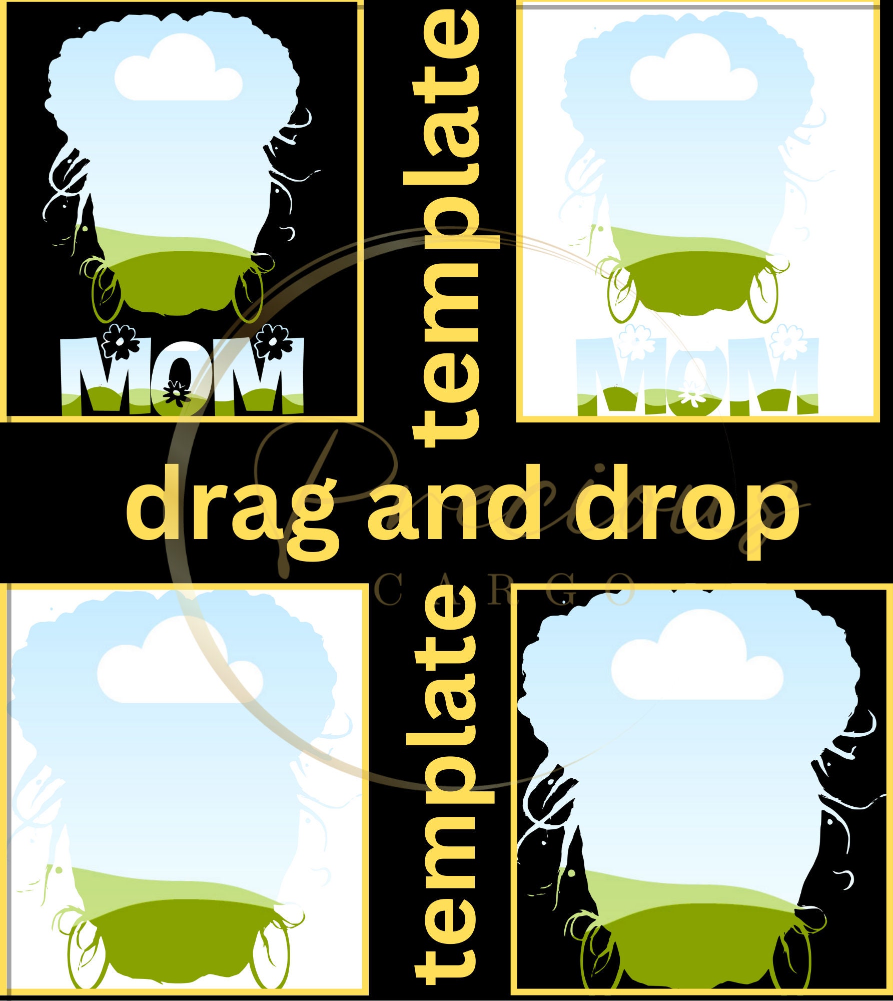 Canva Drag and Drop, Afro-locs Custom Frame, Canva Template, 10 Custom ...