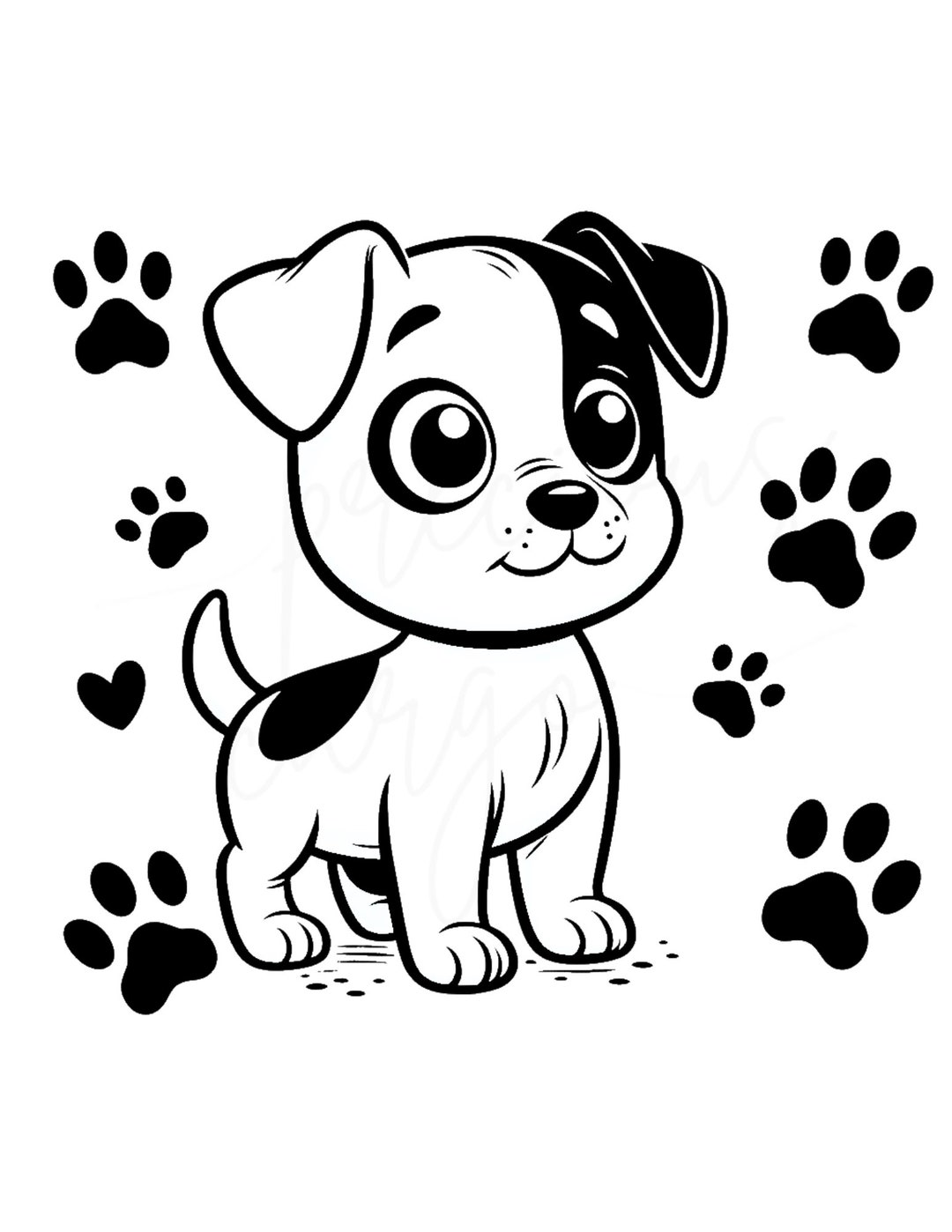 Cute Puppy Coloring Page for Kids, Printable Dog Activity, Fun Pet Art ...