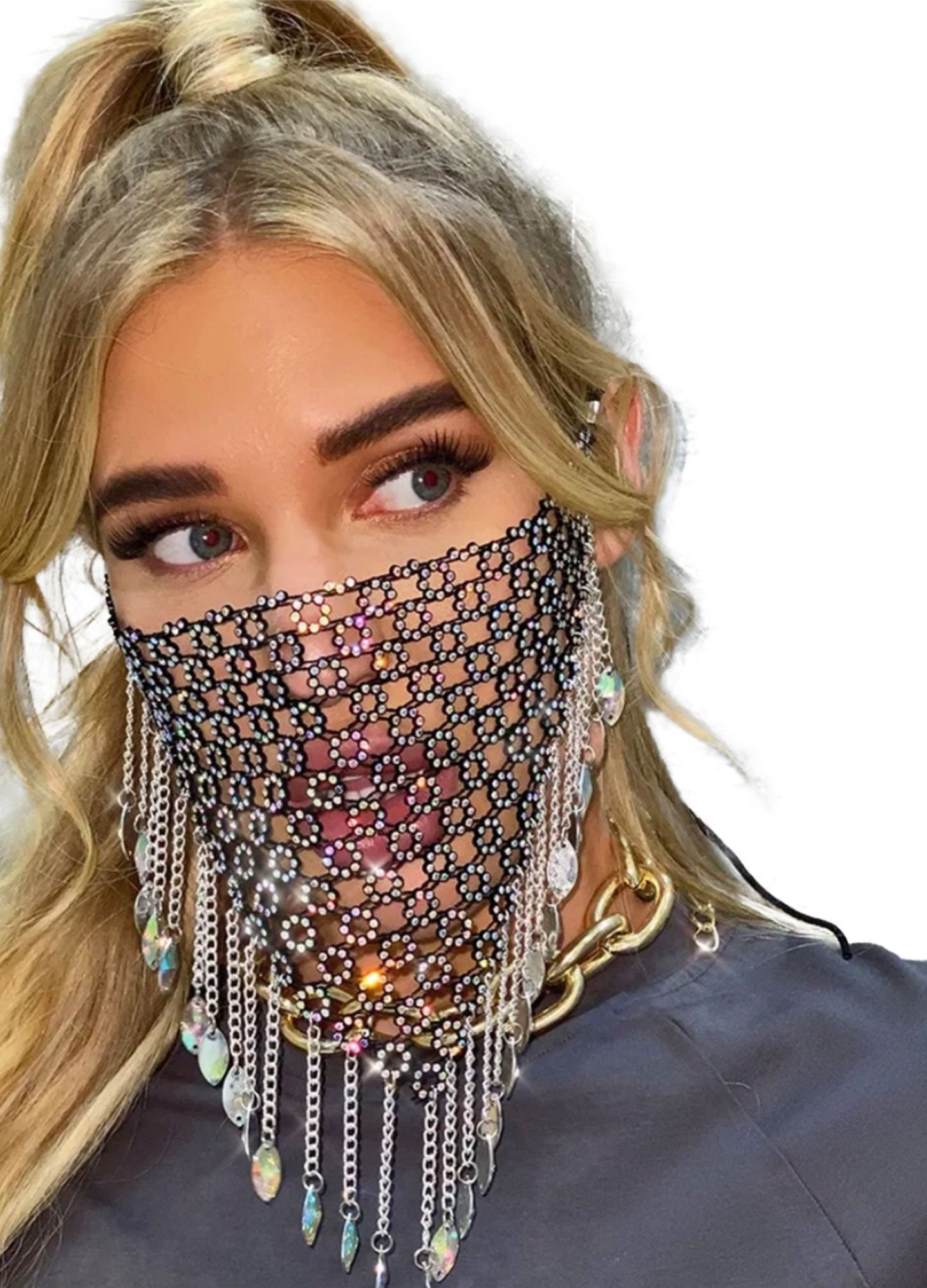 Fringe Face Veil, Wife Seduction Party Face Mask, Neck Cover, Neck ...