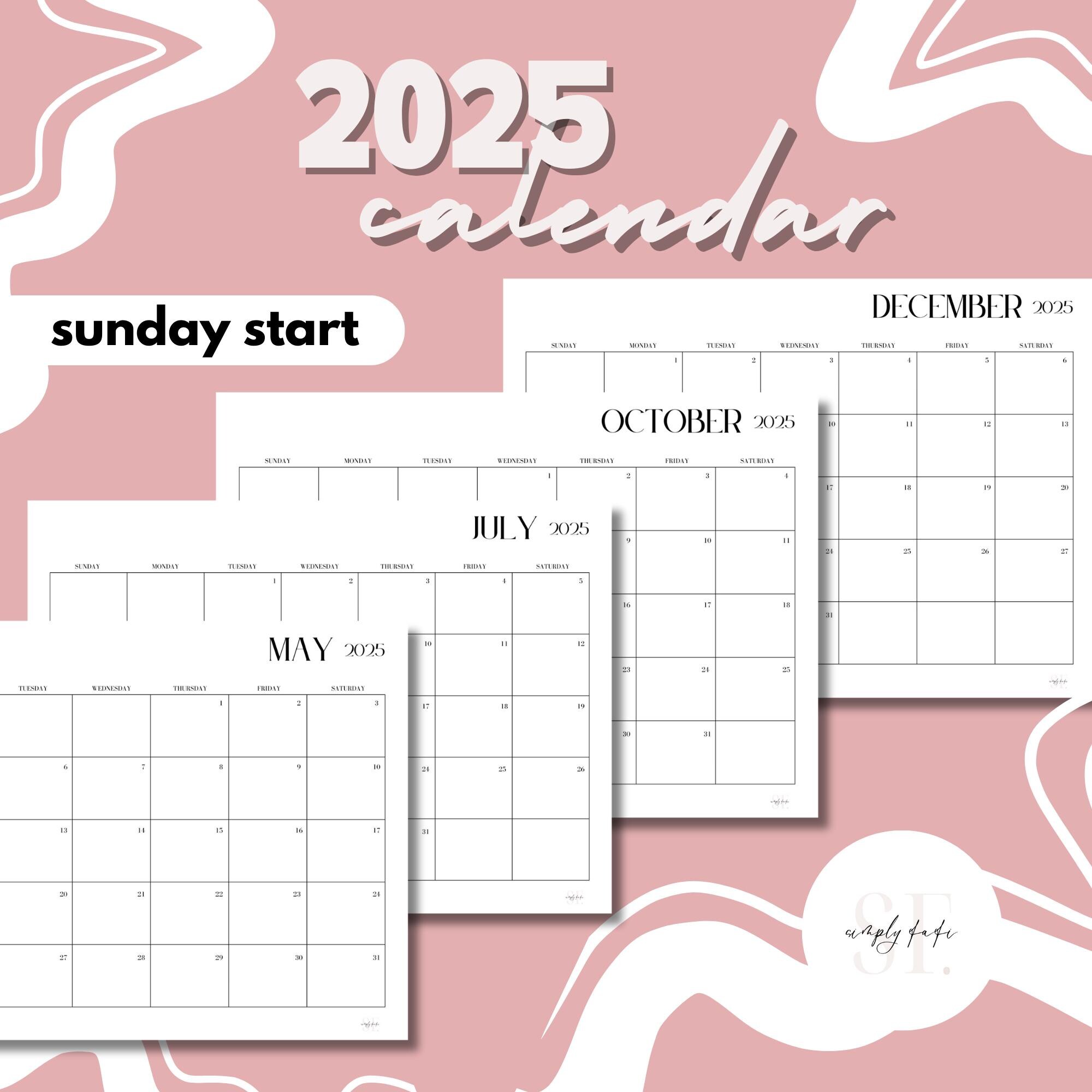 2025 Printable & Digital Calendar | Elegant, Minimalist Design ...