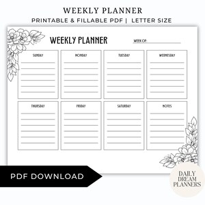 Weekly Planner Printable, Week at a Glance, Planner Pdf - Etsy