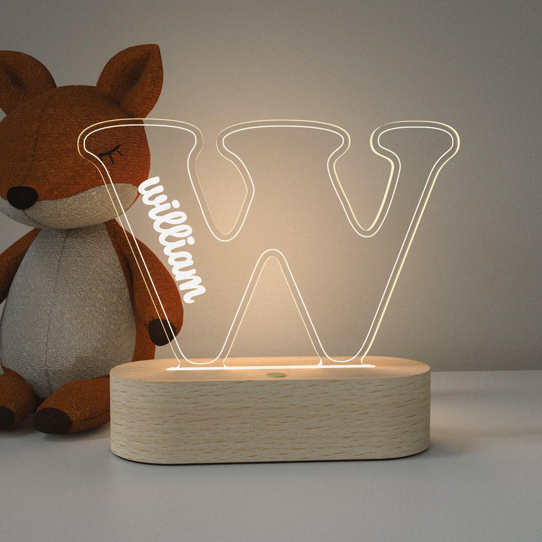 Personalized Letter W Acrylic LED Night Light | Teen Bedroom Decor ...