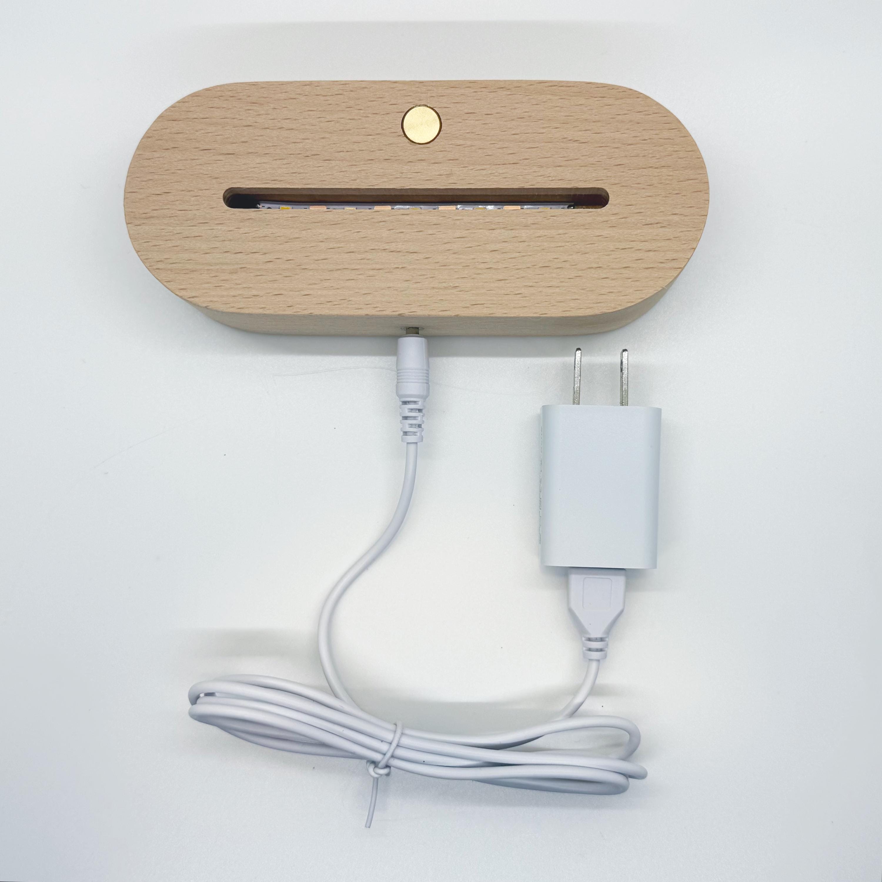 Beech Wood LED Night Light Base: Touch Dimmable USB Lamp - Etsy