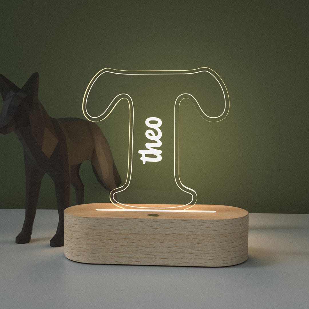 Personalized Letter T Night Light: Custom LED Nursery Decor - Etsy