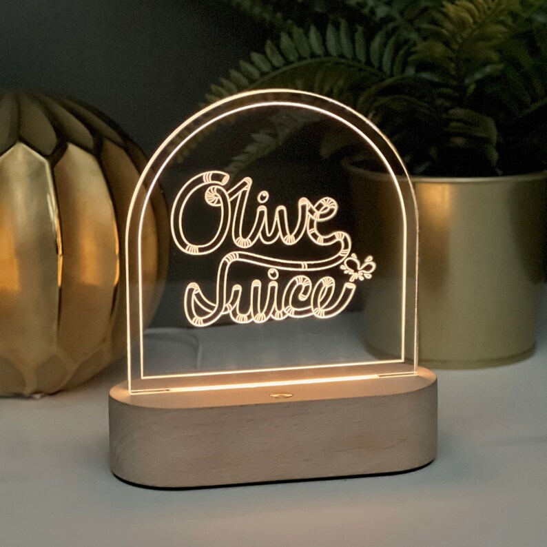 Olive Juice Acrylic LED Night Light Teen Bedroom Decor Kid Bedroom ...