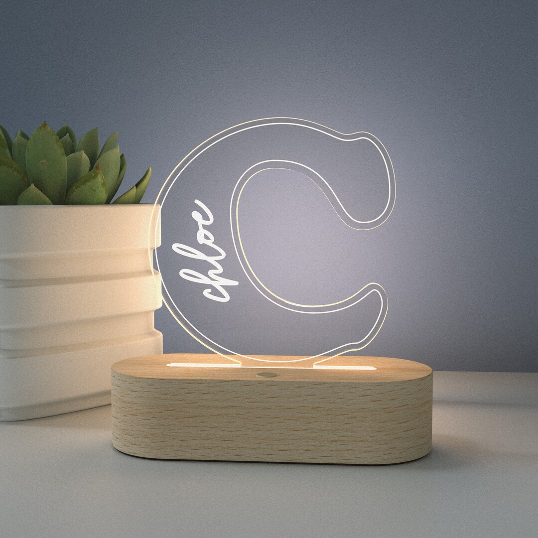 Personalized Letter C Night Light – Custom Acrylic LED Lamp | Kids ...