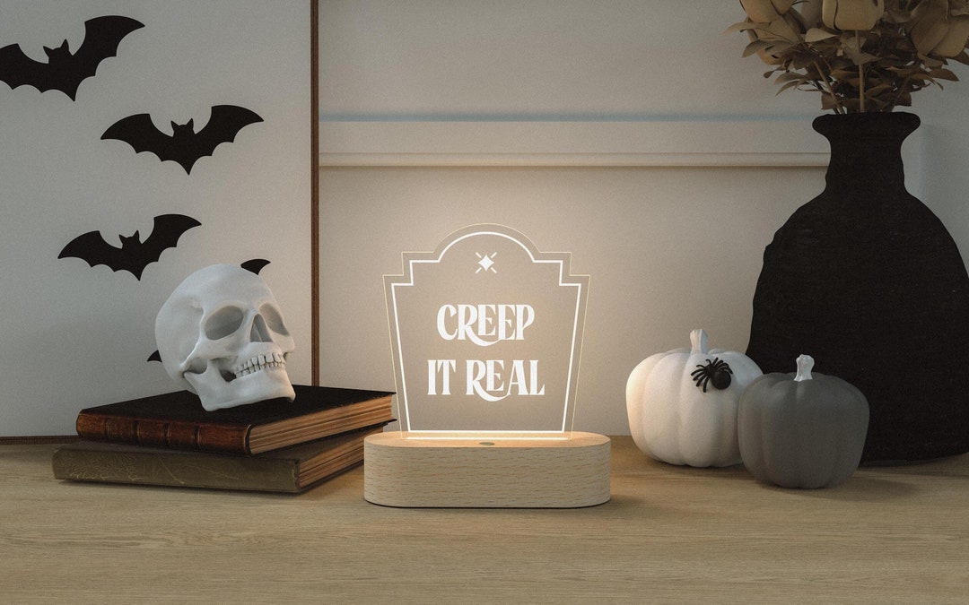 Creep It Real LED Tombstone Light: Modern Halloween Decor - Etsy