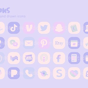 Cute Starry Space Hand Drawn Ios & Android App Icons Home Screen Set ...