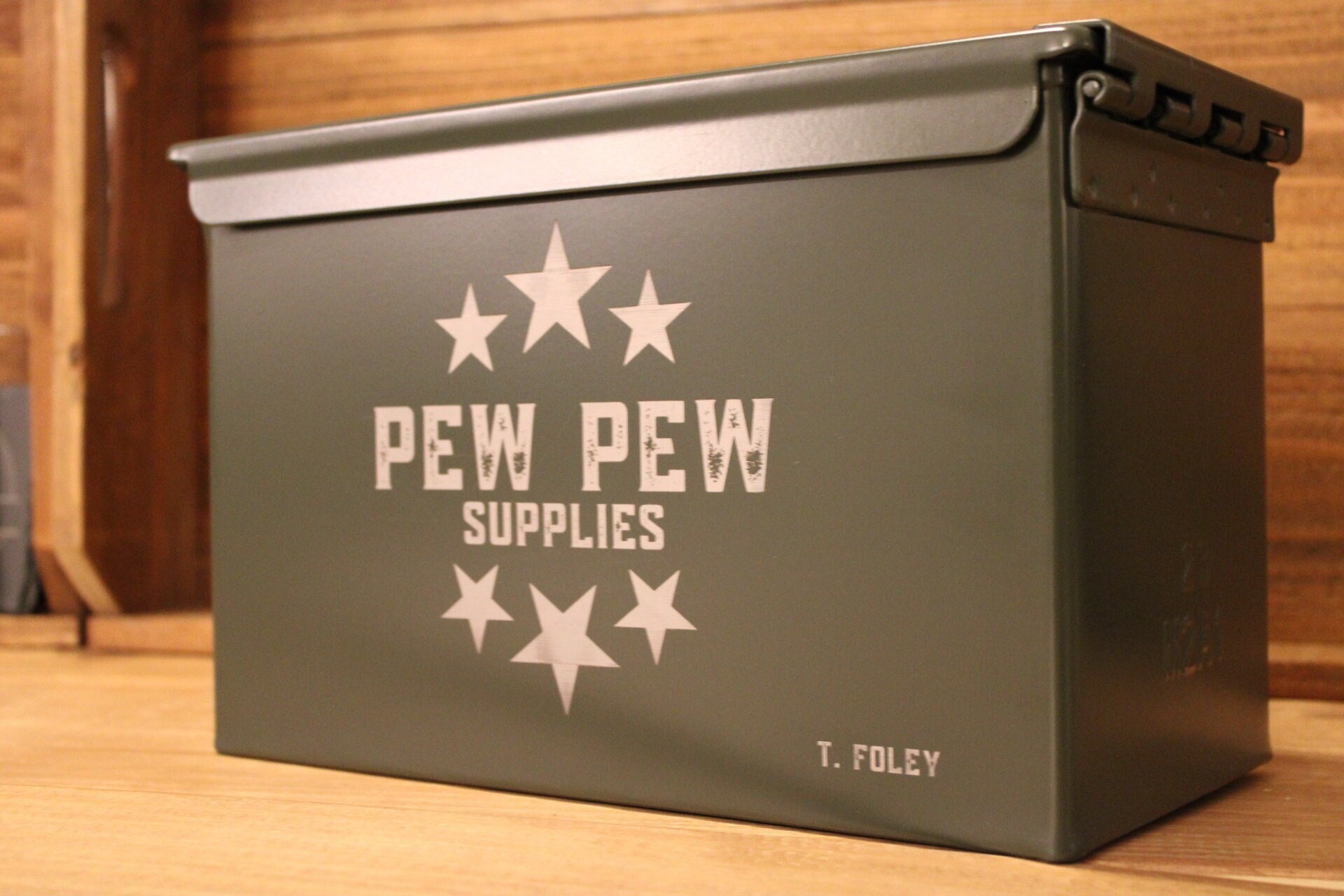 Personalized Ammo Box, Pew Pew Supplies, Engraved Military Ammo Box ...