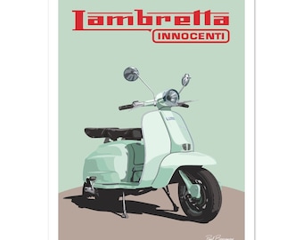 Reproduction Vintage italy Lambretta Innocenti Travel Poster, Home Wall ...
