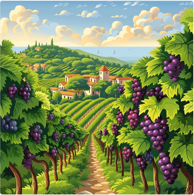 Cartoon Vineyard Clipart - Etsy