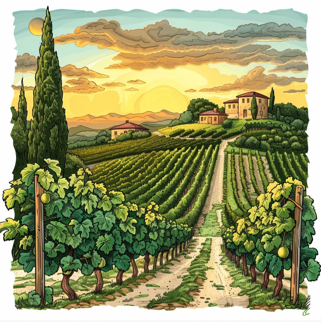 Cartoon Vineyard Clipart - Etsy