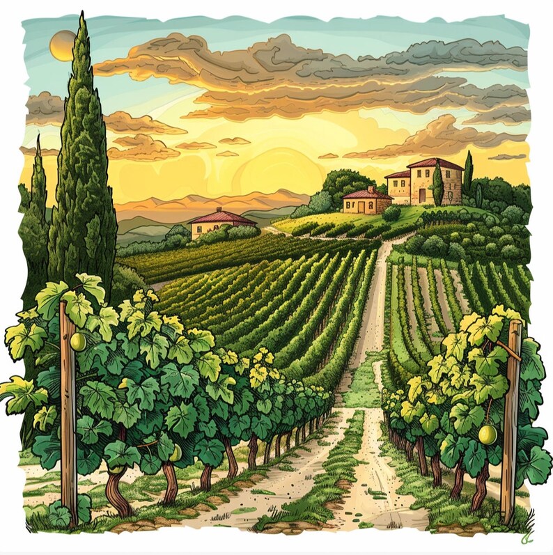 Cartoon Vineyard Clipart - Etsy