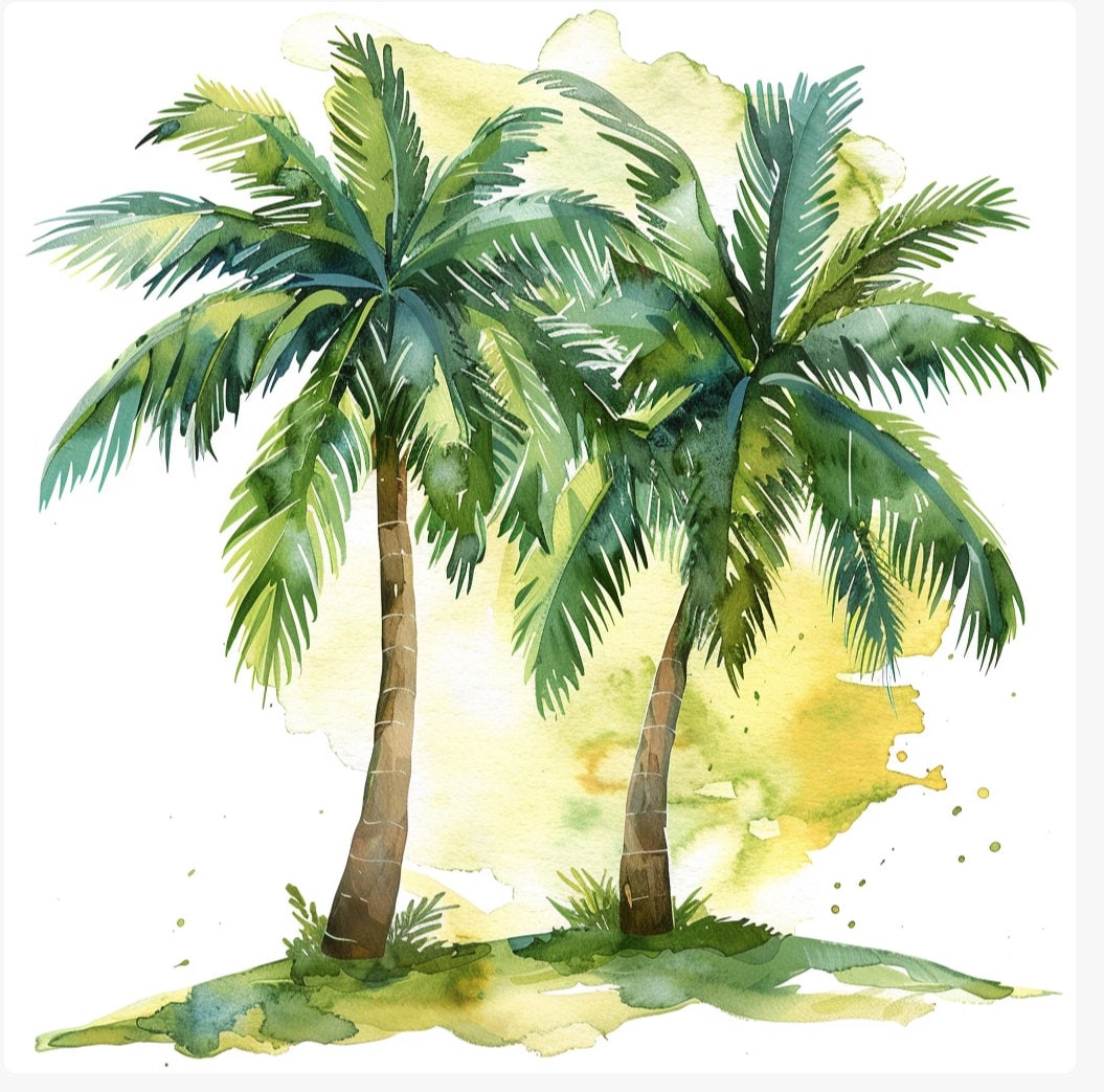 Watercolor Palm Trees Clipart - Etsy