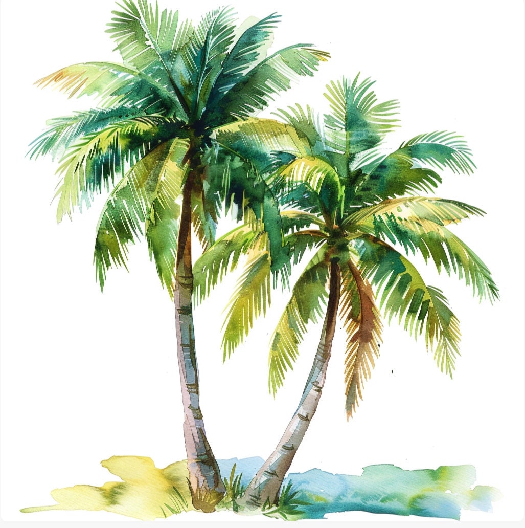 Watercolor Palm Trees Clipart - Etsy