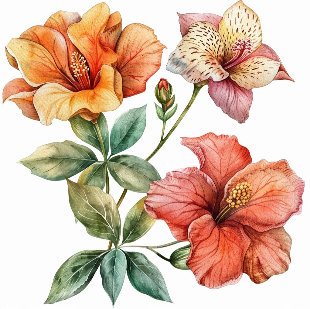 Summer Flowers Clipart - Etsy