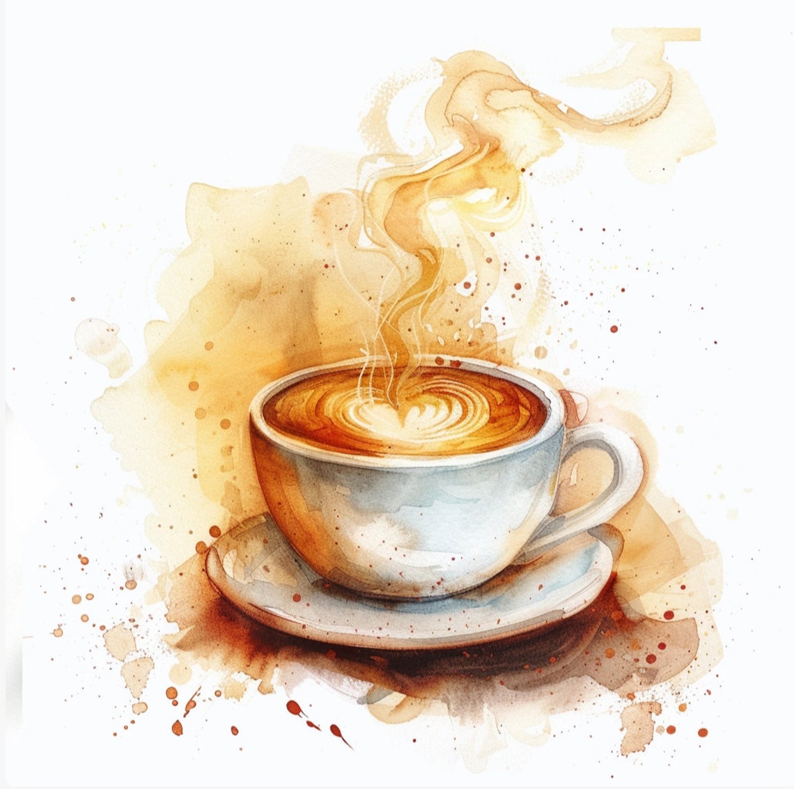 10 Watercolor Coffee Clipart, Printable Watercolor Clipart, High ...