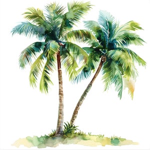 Watercolor Palm Trees Clipart - Etsy