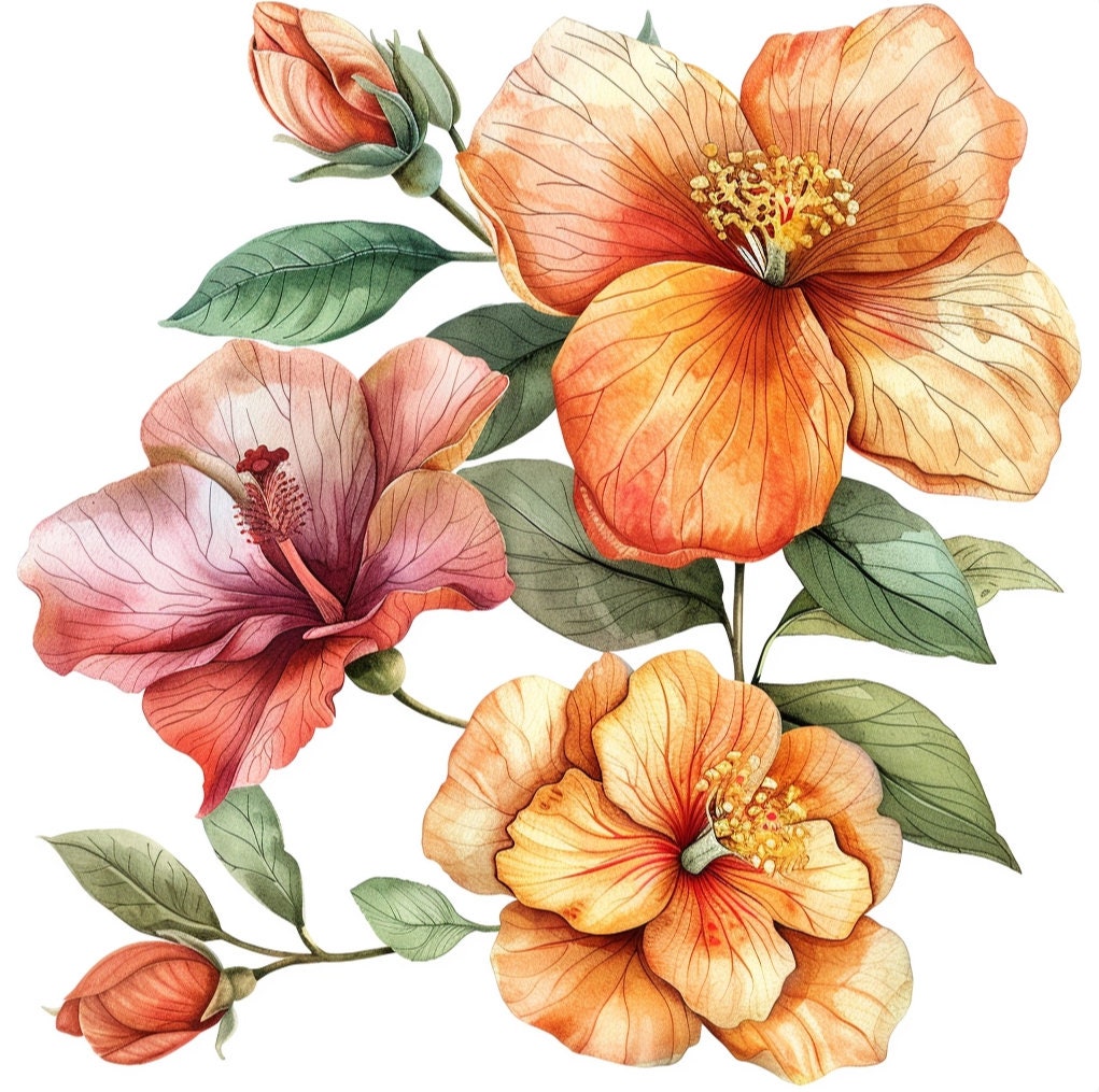 Summer Flowers Clipart - Etsy