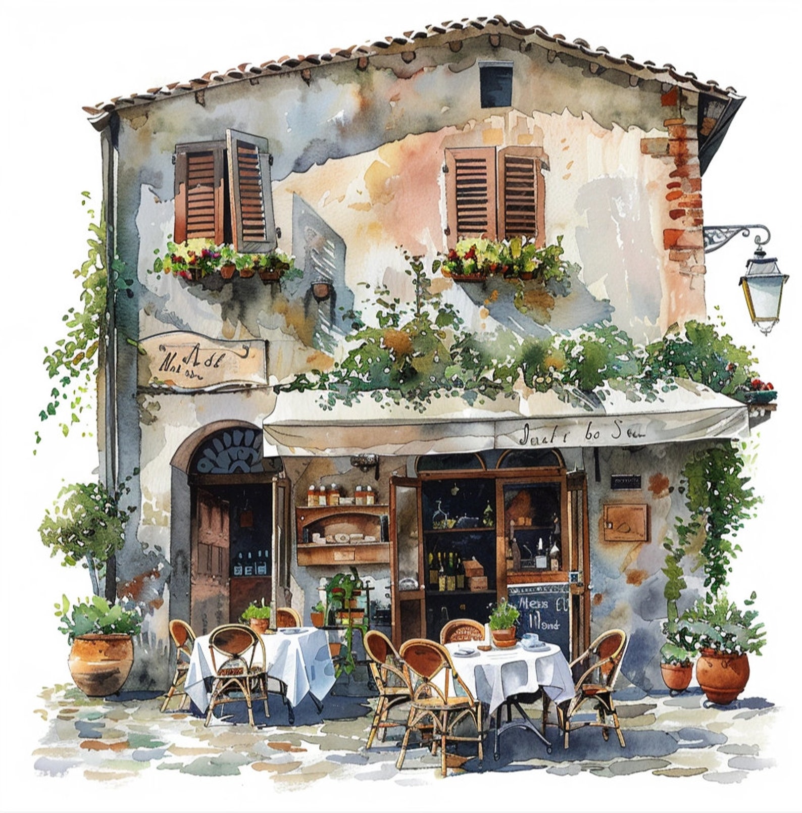 10 Watercolor Italian Cafe Clipart, Printable Watercolor Clipart, High ...