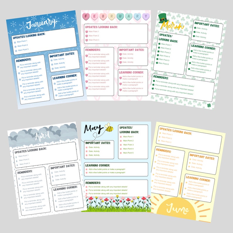 12 Month Digital Newsletter Canva Editable Template With 2 Bonus ...