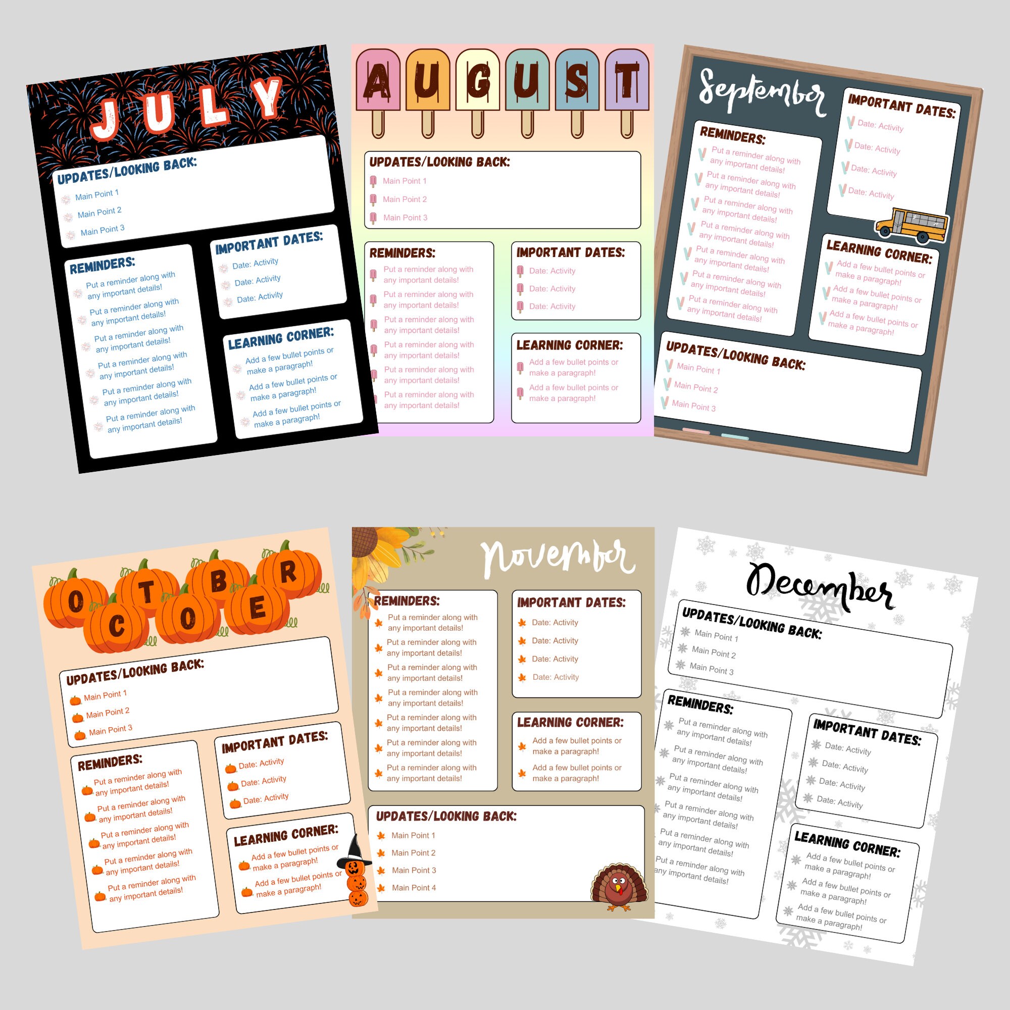 12 Month Digital Newsletter Canva Editable Template With 2 Bonus ...