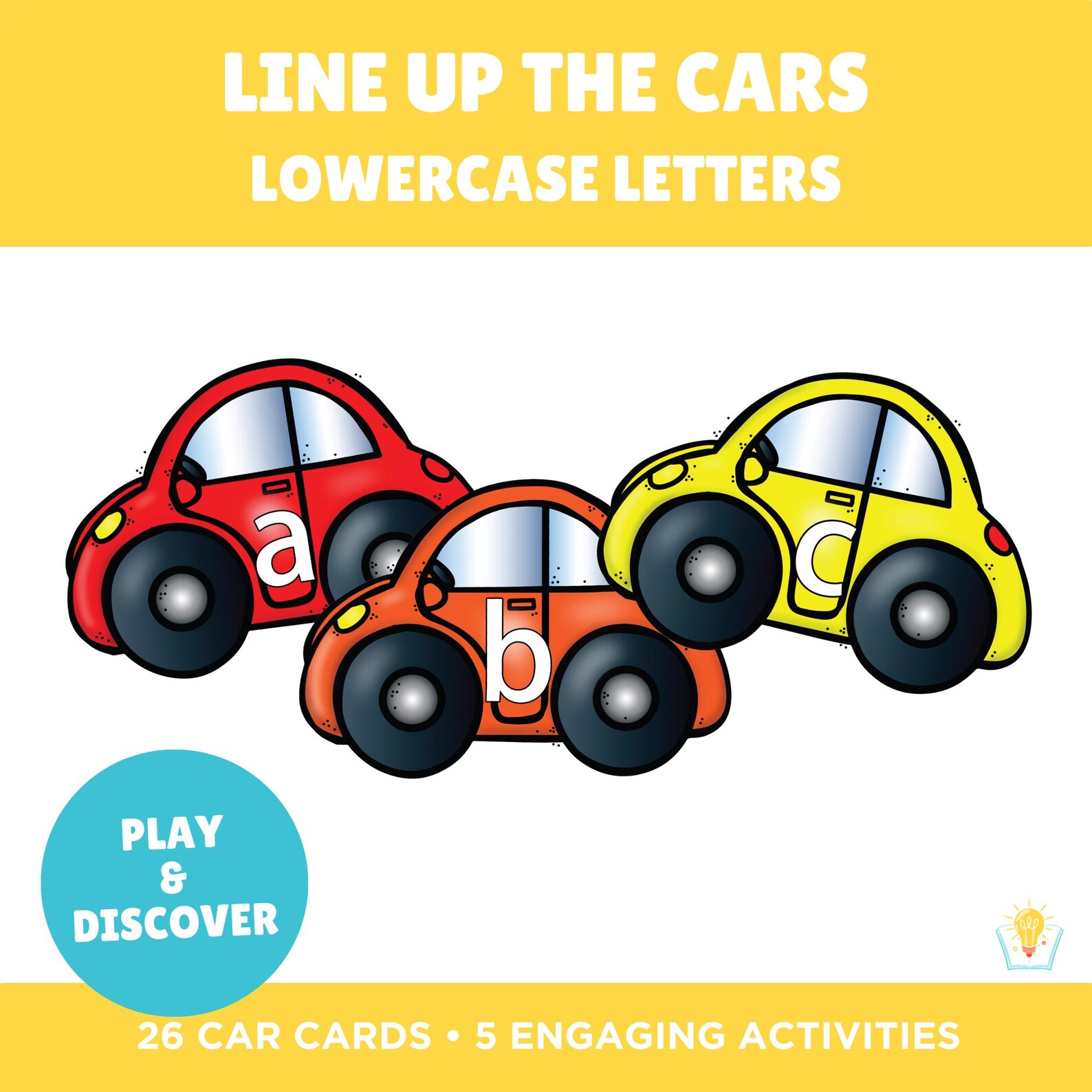 Car ABC Lowercase Letter Activity, Match Letters, Letter-sounds ...