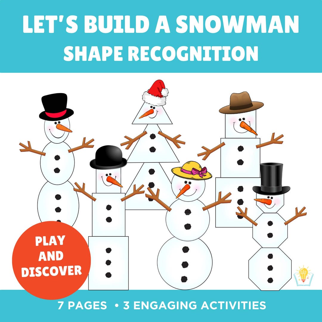 Shape Snowman Preschool Activity - Kindergarten Homeschool Montessori ...