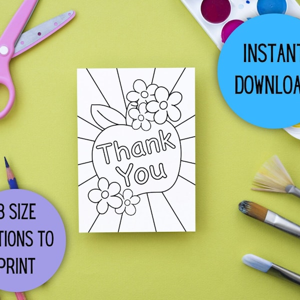 Printable Teacher Appreciation Coloring Card Instant Download Thank You ...