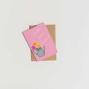 Hand Illustrated Mothers Day Flower Card Blank Inside Love You Mom ...
