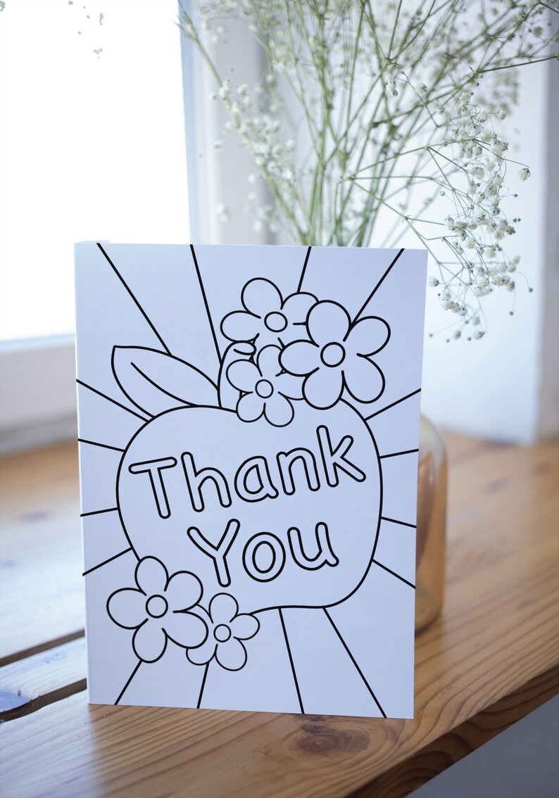 Printable Teacher Appreciation Coloring Card Instant Download Thank You ...