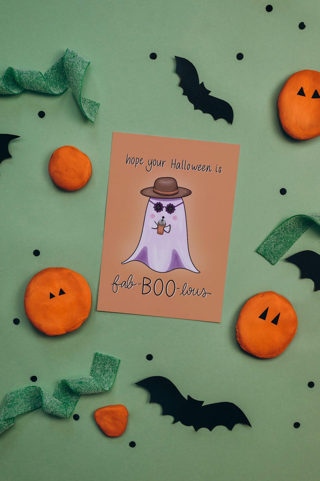 Hand Illustrated Faboolous Ghost Halloween Card - Etsy