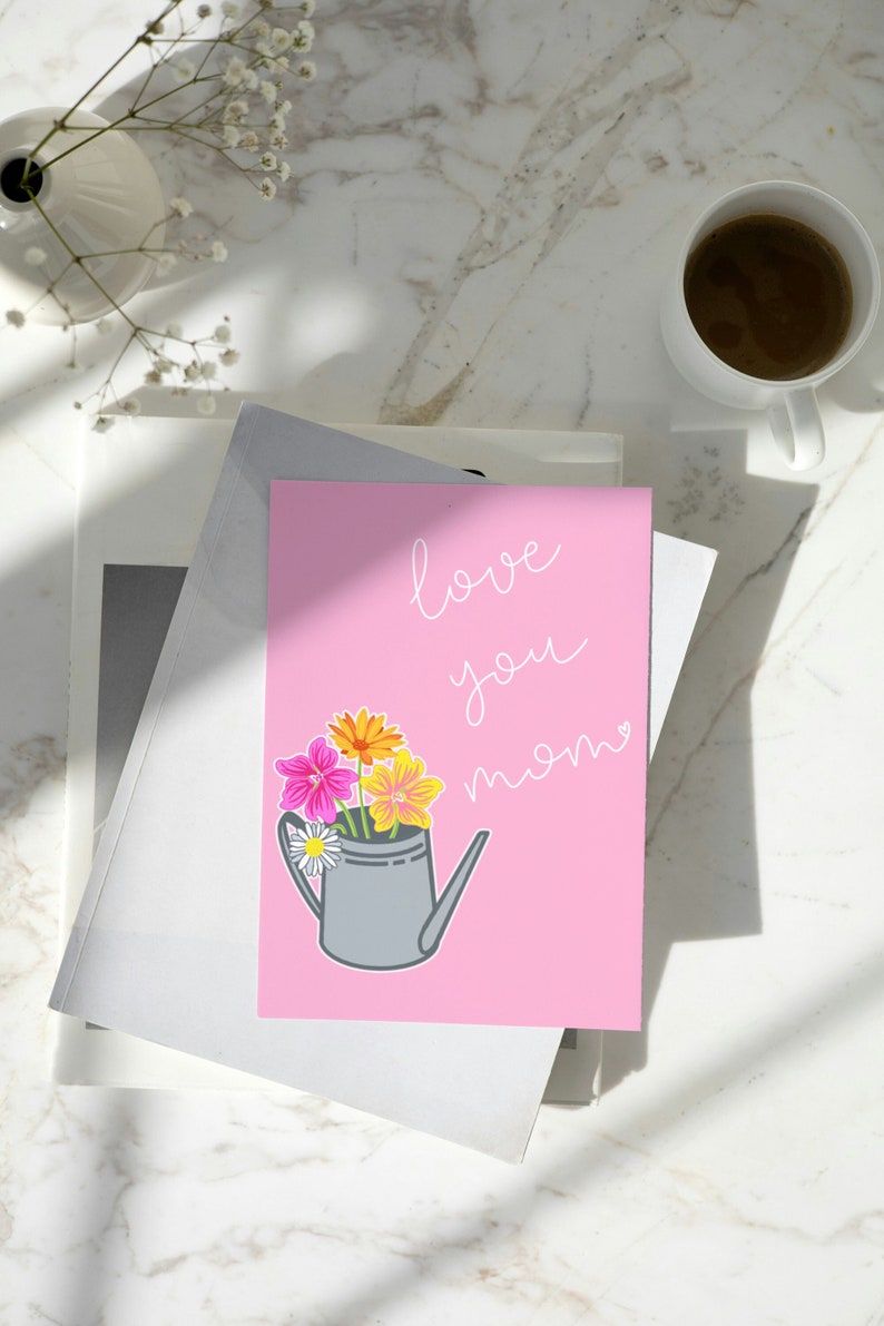 Hand Illustrated Mothers Day Flower Card Blank Inside Love You Mom ...
