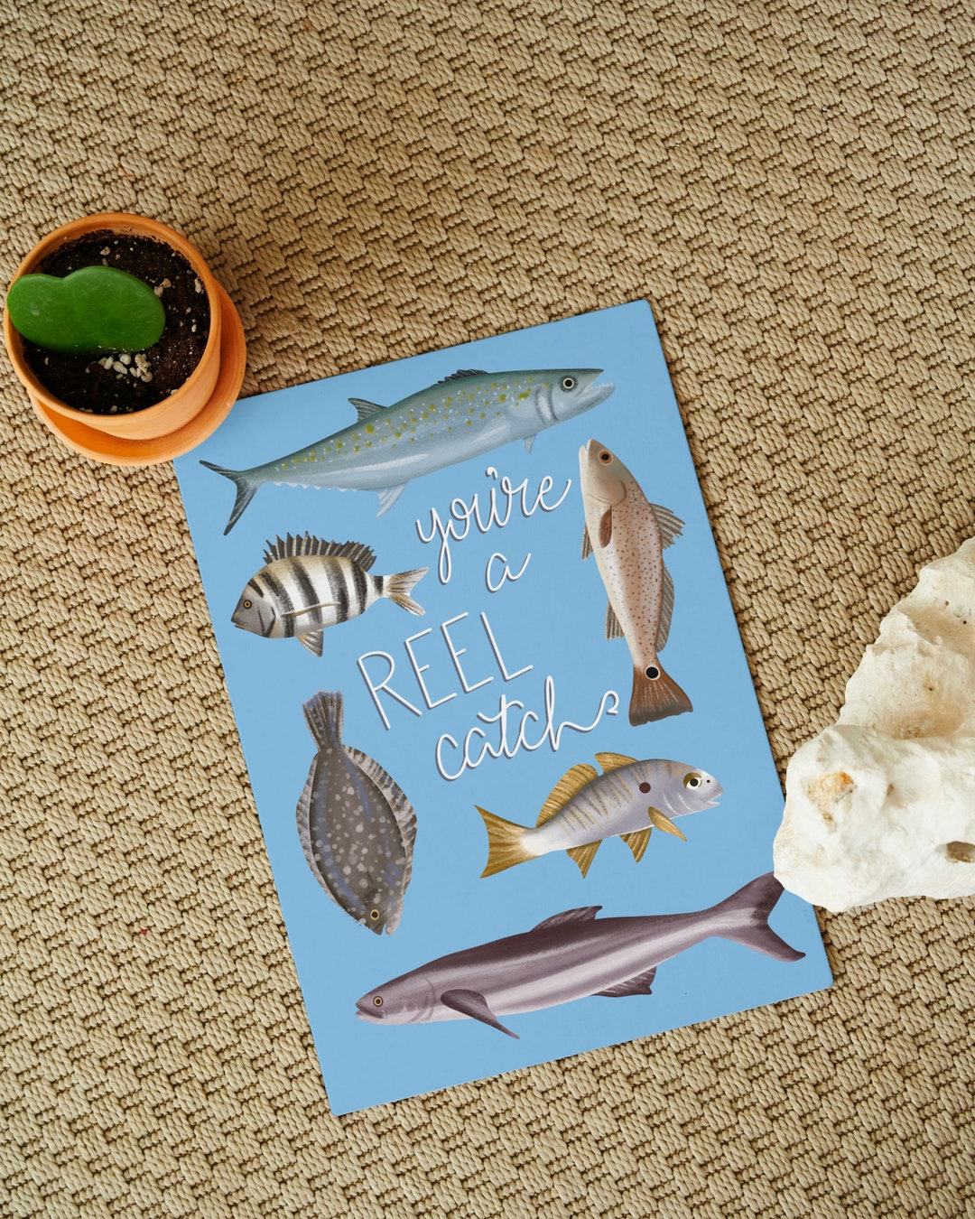 Hand Illustrated Fishing Father's Day Card | Reel Catch Dad - Etsy