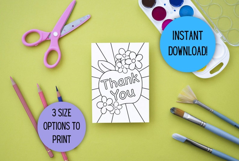 Printable Teacher Appreciation Coloring Card, Thank You Apple (PDF) - Etsy