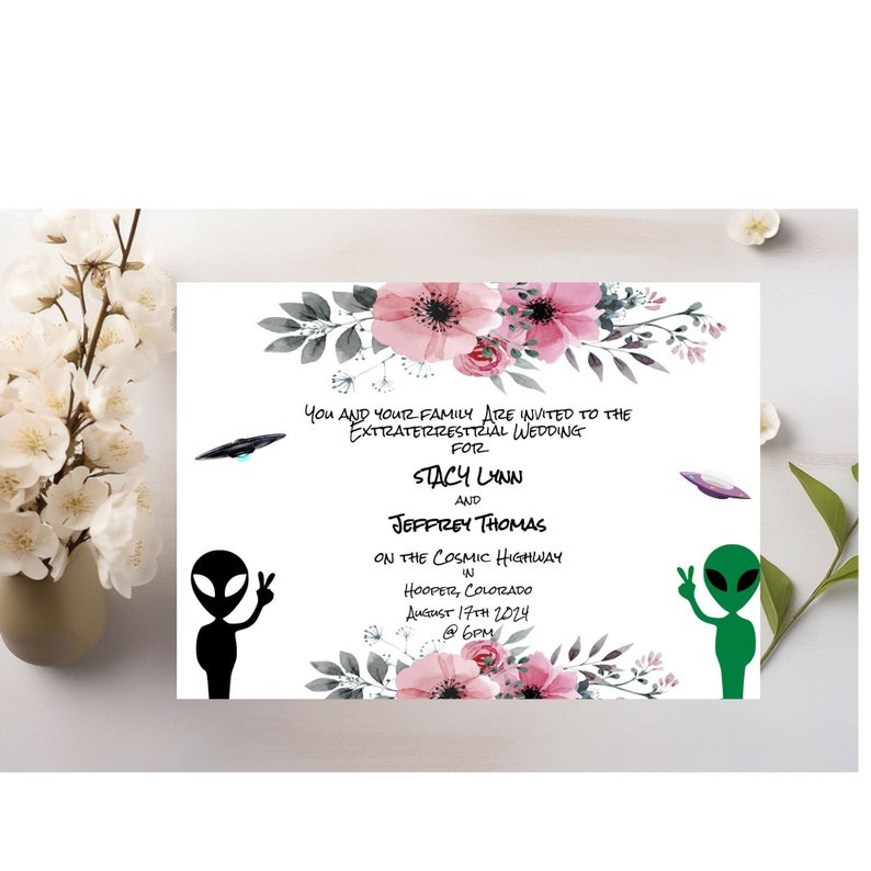 Alien UFO Sci-fi Wedding Invitation, Digital, Editable, Printable ...