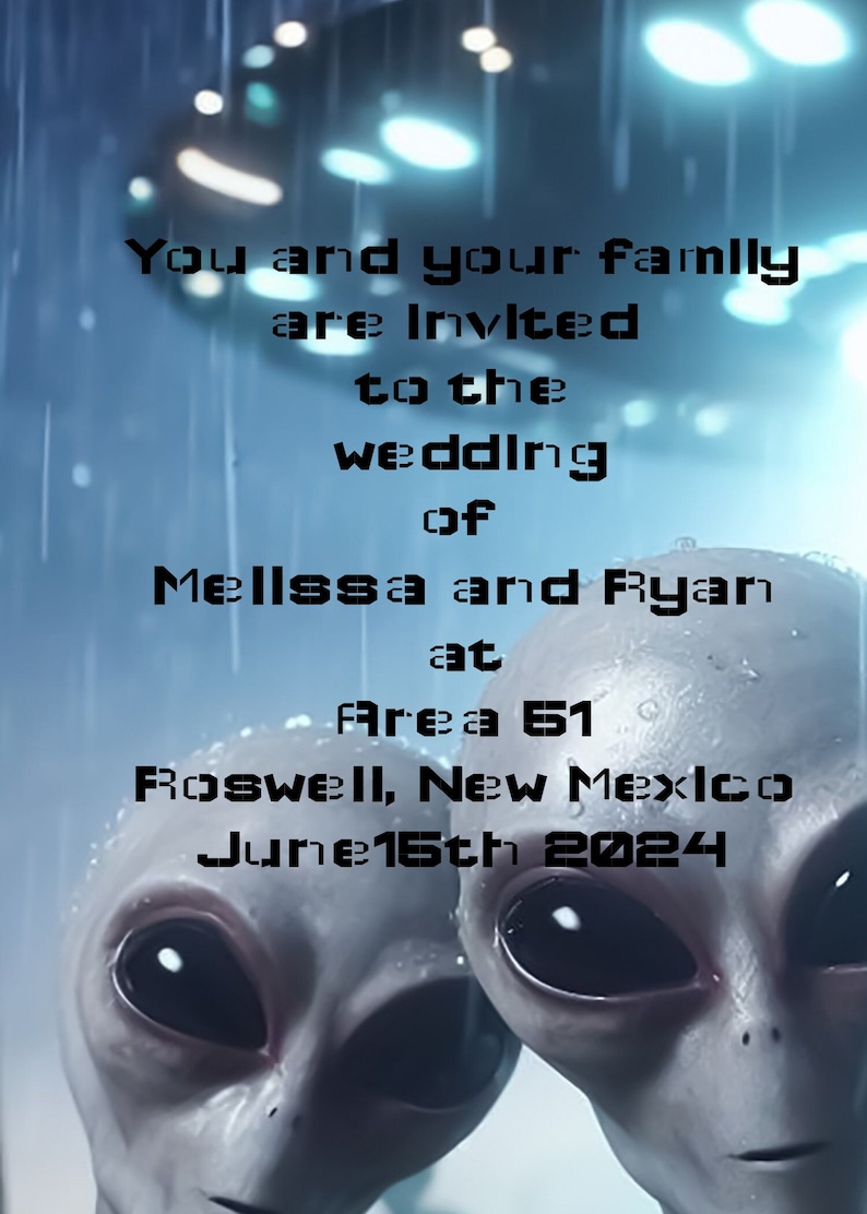 UFO Alien Fantasy Wedding Invitation, Digital, Editable, Download ...