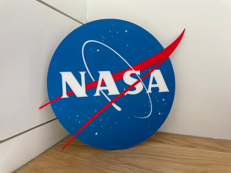 3D Printed NASA Logo Sign - Space Fan Decor (8x10) - Etsy