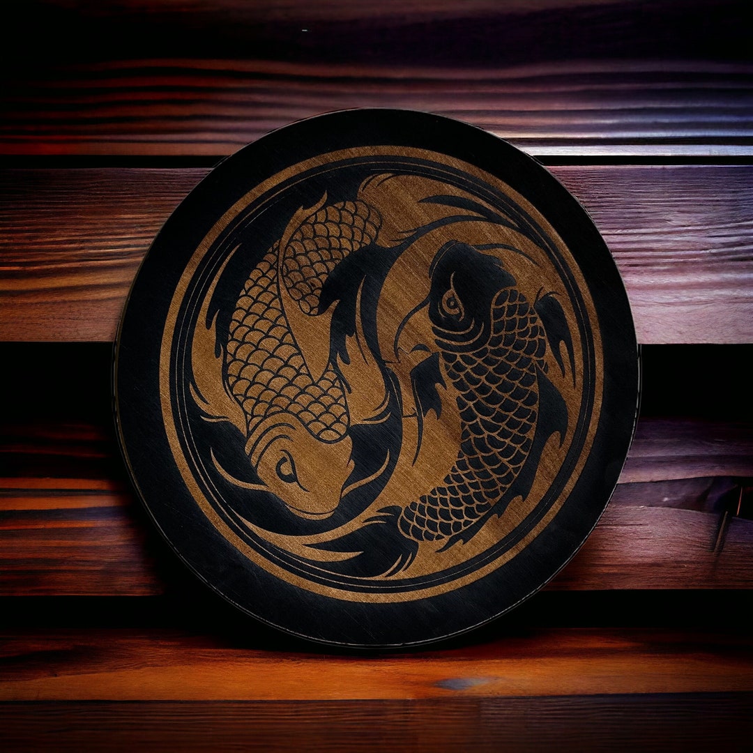 Koi Art, Koi Wood Engraving, Koi Art, Japanese Koi Painting, Kio Yin ...