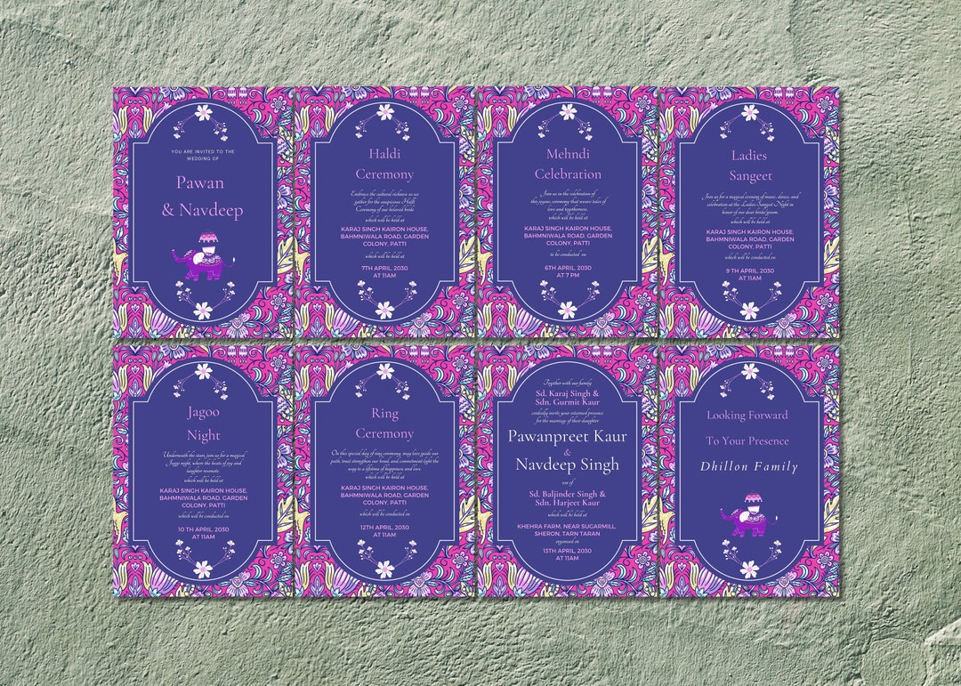 Wedding Invitation, Anand Karaj Cards, Shaadi Invites, Vivah Bundle Set ...