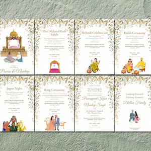 Wedding Invitation, Anand Karaj Cards, Shaadi Invites, Vivah Bundle Set ...