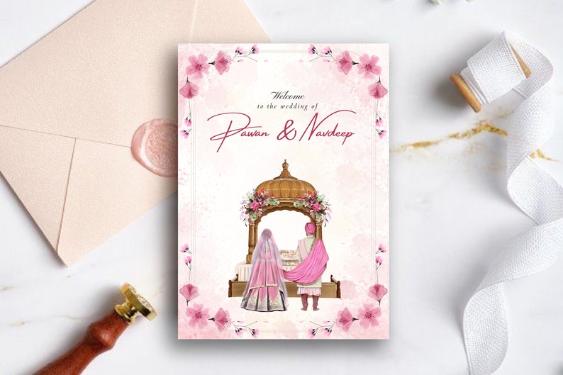 Wedding Invitation, Anand Karaj Cards, Sikh Marriage, Reception ...