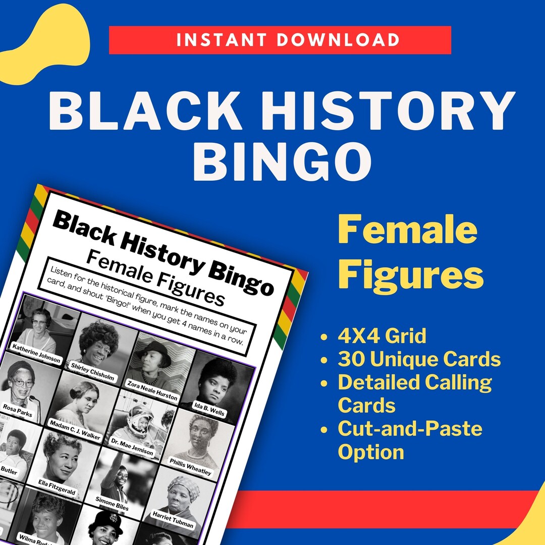 Black History Bingo Game Black History Trivia African American Women ...