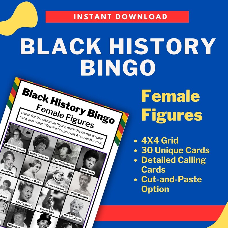 Black History Bingo Game Black History Trivia African American Women ...