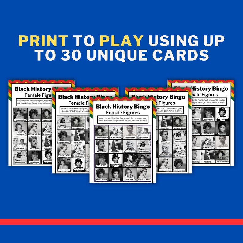 Black History Bingo Game Black History Trivia African American Women ...