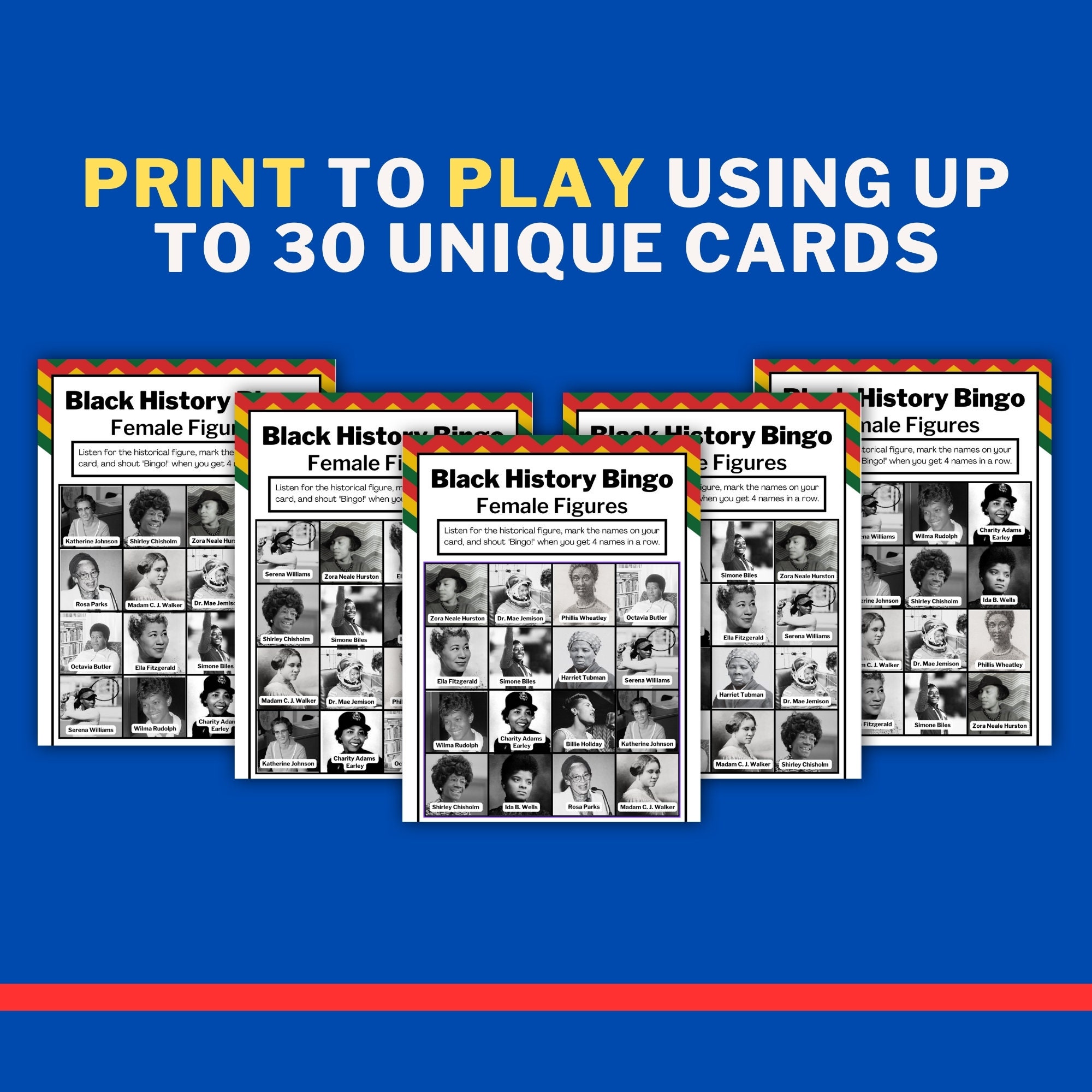 Black History Bingo Game Black History Trivia African American Women ...