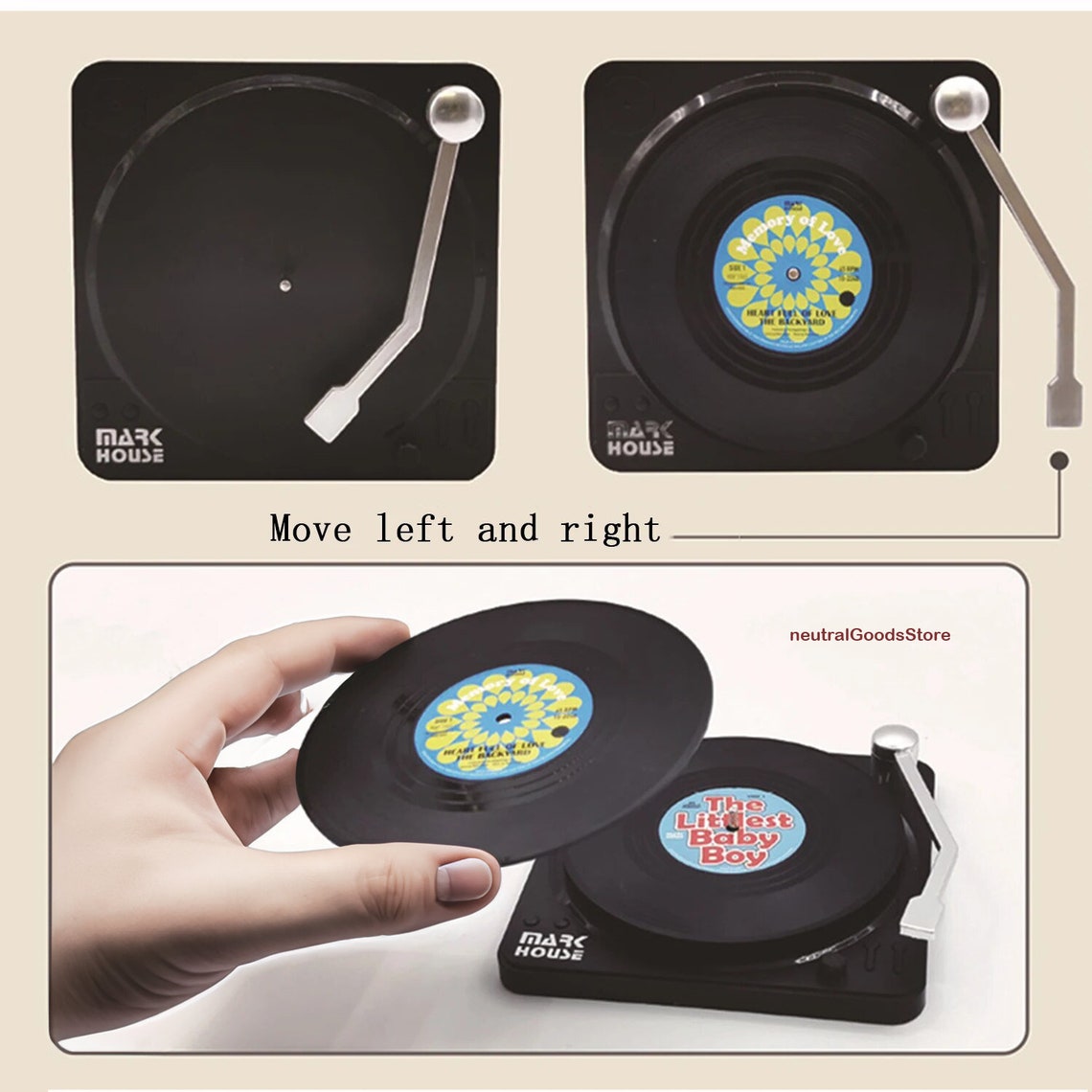 6pcs Retro Record Coasters With Holder Anti-slip Vinyl Disk Coasters - Etsy